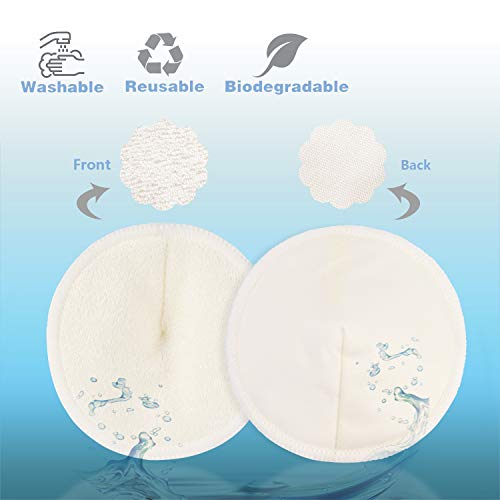 PHOGARY 12 PCS Washable Bamboo Nursing Pads, Reusable Organic Breast Pads with Laundry Bag and Storage Bag, Soft & Super Absorbent - Perfect Baby Shower