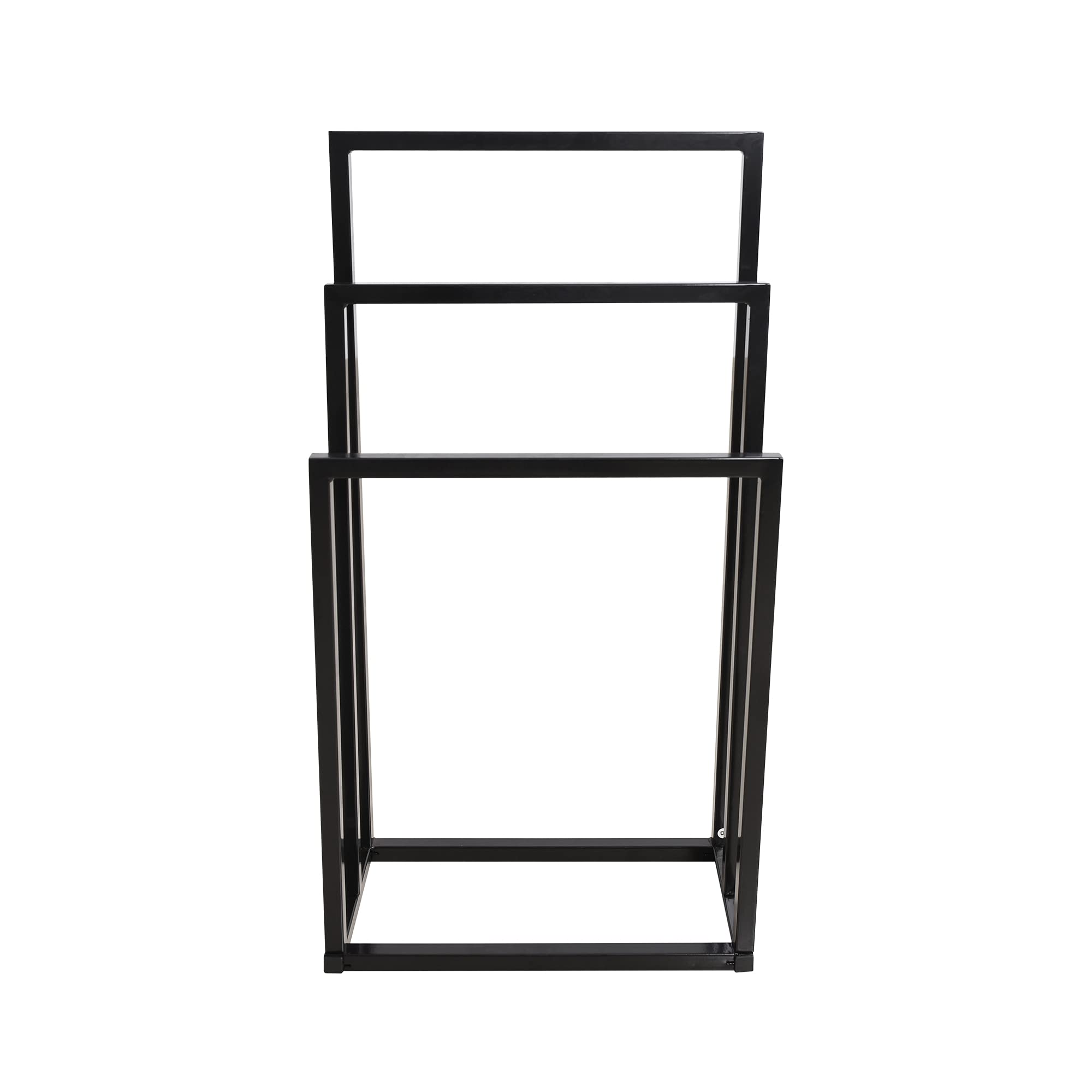 JURMERRY Freestanding Towel Holder with 3 Towel Stand Rails for Bath & Hand Towels,Black