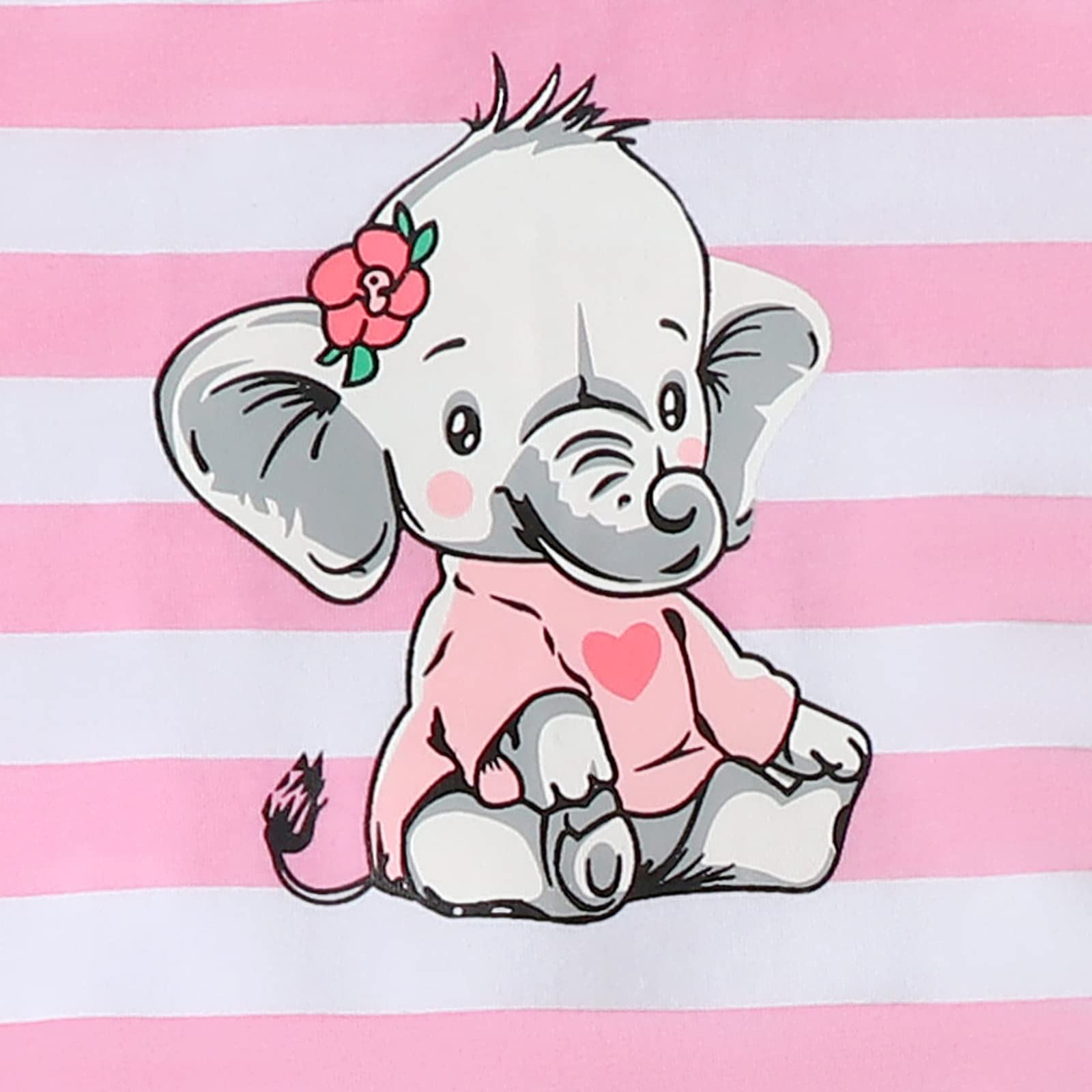 PENNSOY Baby Girl Clothes Newborn Infant Elephant Print Summer Outfits Ruffle Short Sleeve Romper Jumpsuit with Headband 3PCS Pink 3-6M
