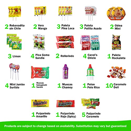 Las Posadas Candy (50 Counts) β Spicy, Sweet, Sour Dulces Mexicanos Assortment Pack β Authentic Mexican Snacks for Kids and Adults (La Guera 50)