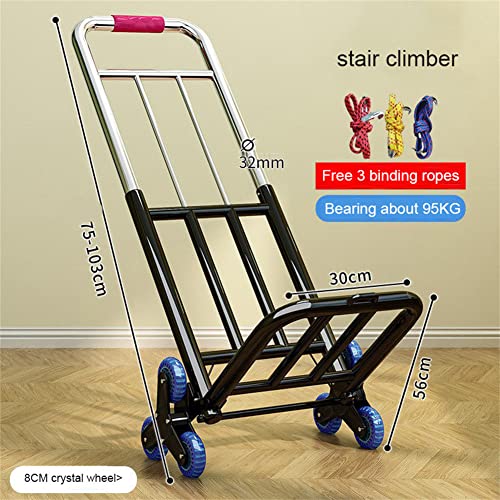 Folding Hand Truck, Stainless Steel Heavy Duty Portable Folding Hand cart with Telescoping Handle and Crystal Wheel Lightweight Dolly for Moving Office Carts