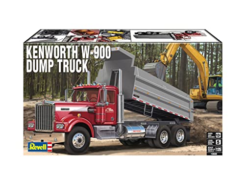 Revell 12628 Kenworth W-900 Dump Truck 1:25 Scale 265-Piece Skill Level 5 Model Building Kit White