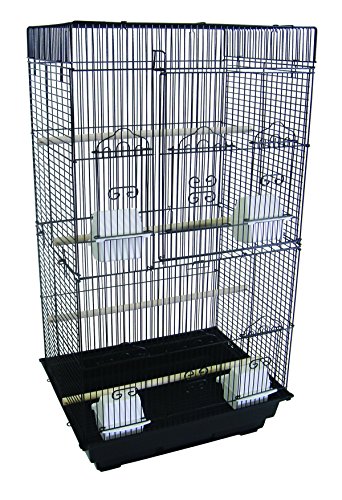YML A6824 3/8" Bar Spacing Tall Flat Top Small Bird Cage, Black, 18" x 14"