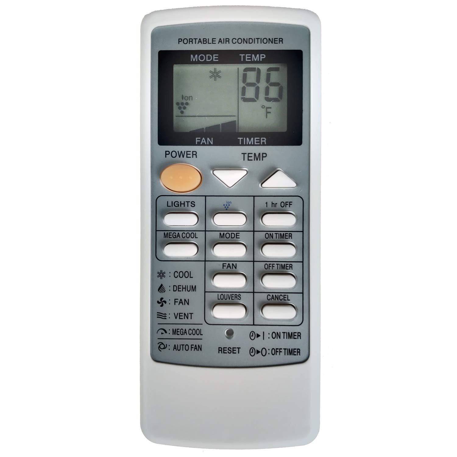 YING RAY Replacement for Sharp Portable Air Conditioner Remote Control CRMC-A750JBEZ CV-10NH XV-6234 (Display in Fahrenheit)
