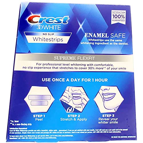 Crest 3D No Slip Whitestrips Dental Whitening Kit Supreme Flexfit - 21 Treatments