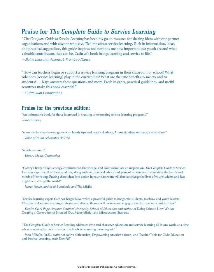 The Complete Guide to Service Learning: Proven, Practical Ways to Engage Students in Civic Responsibility, Academic Curriculum, & Social Action (Free Spirit Professional®)