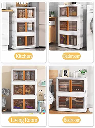 Karramlili Storage Bins with Lids -22.8Gal Plastic Storage Bins for Closet Organizers 2 Packs Collapsible Storage Bins with Wheels, Large Plastic Storage Bins and Closet Organizer, Tan Door