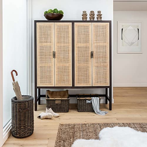 The Basket Lady Tall Narrow Wicker Storage Basket, Medium, 18 in L x 12 in W x 11 in H, Sandstone