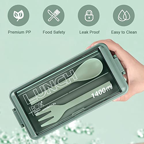 NatraProw Bento Box Adult Lunch Box, 49OZ All-in-One Lunch Containers with Removable Compartments, 3 Layers Stackable Bento Lunch Box Leak Proof, Microwave Safe