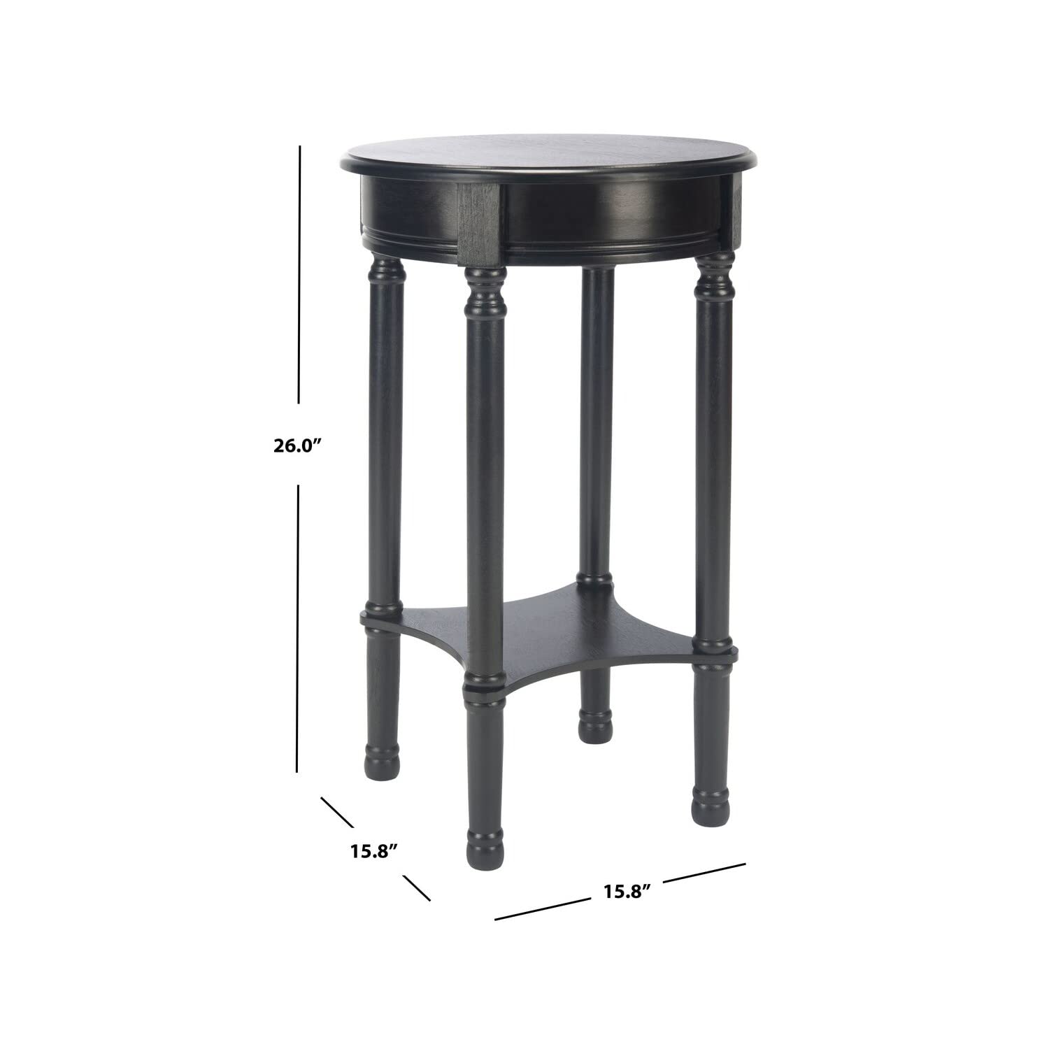 SAFAVIEH Home Collection Tinsley Brown Bottom Shelf Round Accent Table ACC5717C, 15.8" W x 15.8" L x 26" H