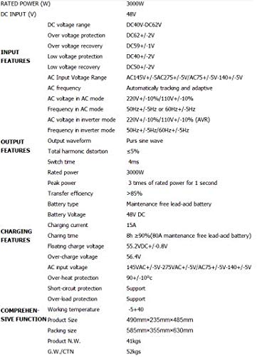 GOWE Power frequency 3000W pure sine wave solar inverter with charger DC48V to AC110V220V LCD AC by Pass AVR