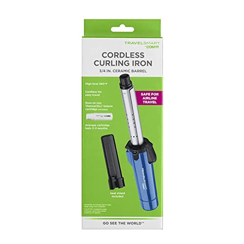 Conair Travel Curling Iron, Mini 3/4- Inch Thermacell Ceramic Curling Iron in Blue by Travel Smart