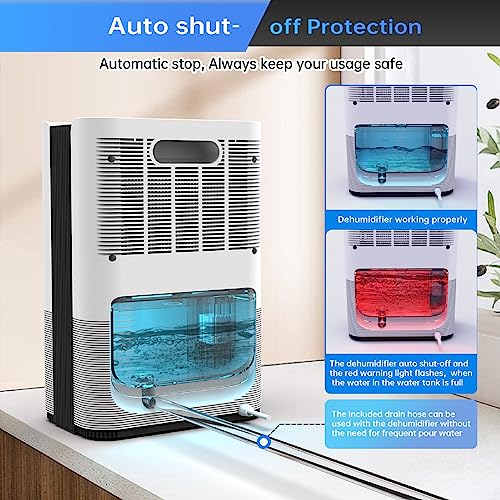 PTHRAOUTA dehumidifier for basement bathroom RV home closet indoor indoor 33.8 oz water tank(800 sq.ft) small dehumidifiers safe mini drainage auto-off odor removal 2 duak-core portable dehumidifier 5 colorful lights remove moisture quite silent car deh
