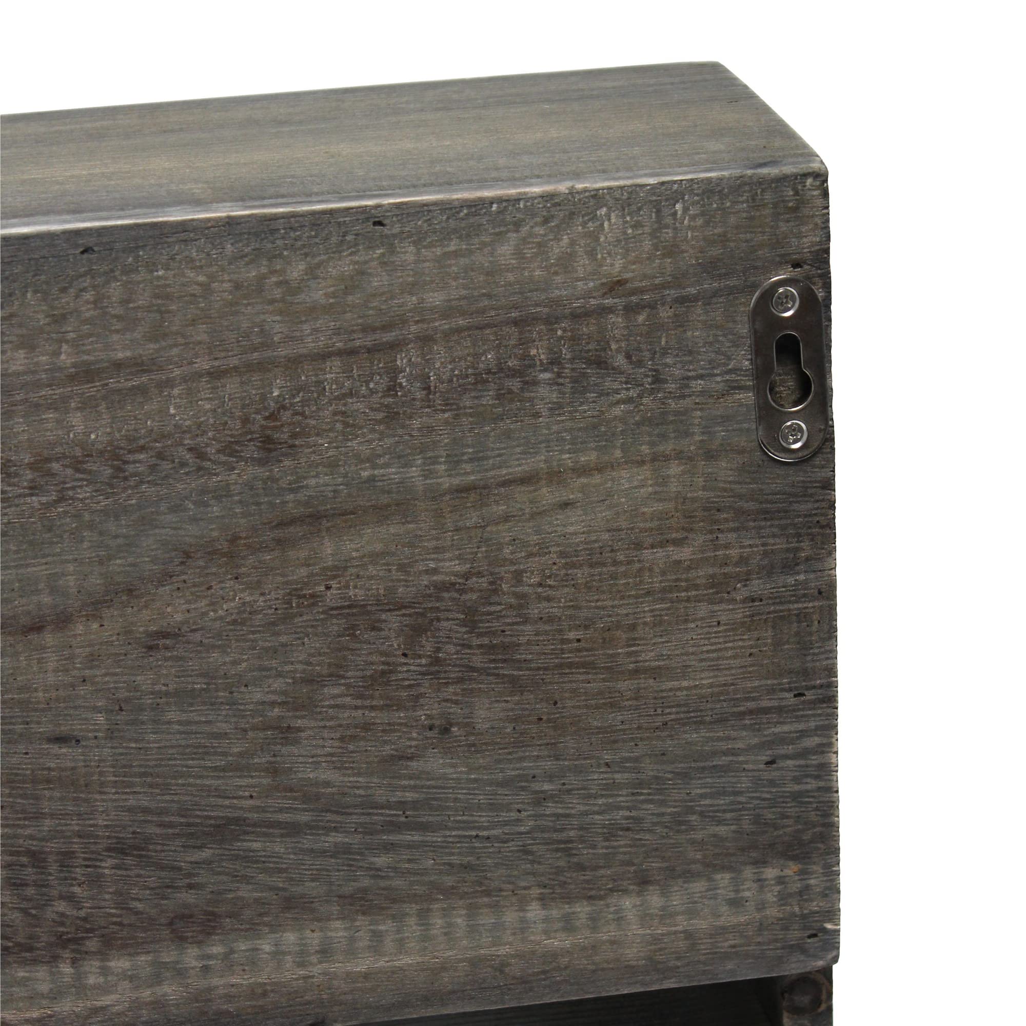 Elegant Designs HG1020-RGY Bartow Wood Shelf with Glass Holder Wall Mounted Wine Rack, Rustic Gray