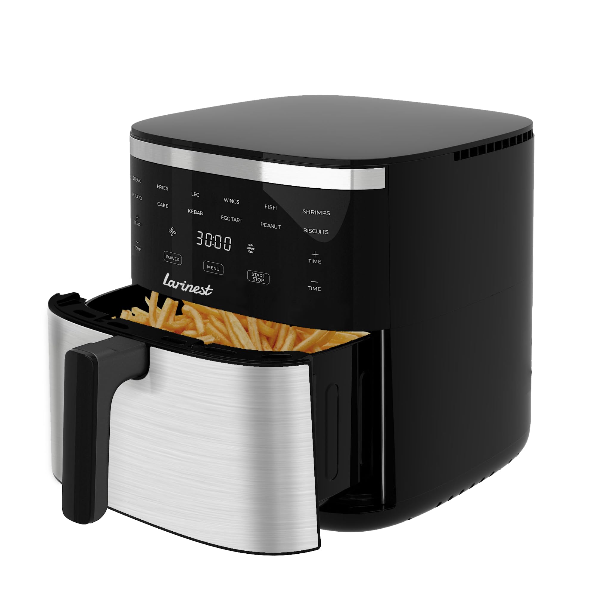 Larinest 5.3Qt Air Fryer, Compact Airfryer with Large Capacity for Quick and Easy Meals, 8 Cooking Functions on Digital Touch Screen, Air Circulation Tech, Dishwasher-Safe & Nonstick, AF501, Black