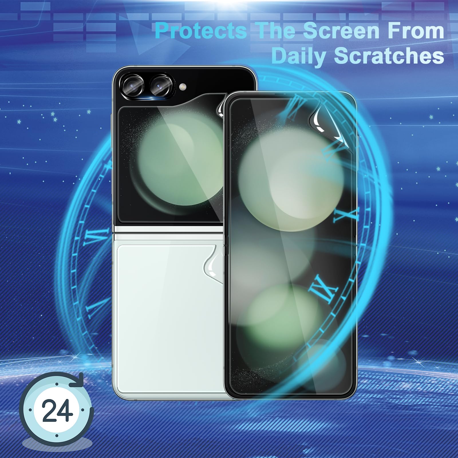 CWQZGUF [2Set 10PCS] Galaxy Z Flip 5 Screen Protector, Front TPU Screen Protector + Full Back Cover Film + Camera Lens Protector, High Clarity, Anti-Shatter, Bubble Free for Samsung Galaxy Z Flip 5 5G