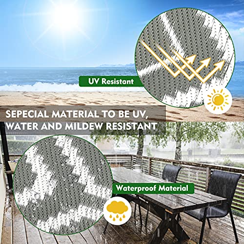 fifame Outdoor Camping Rug Patios Clearance Plastic Straw Weatherproof Reversible Mats, Large Floor Mat for RV, Backyard, Deck, Picnic, Beach, Trailer, Camping