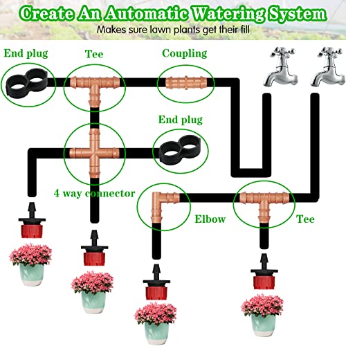 Gardrip 36 Pieces Drip Irrigation Kit:Drip Irrigation Parts for 1/2 Inch Drip Irrigation Tubing with 17mm 0.600" ID Drip Barbed Connectors Including 12 Couplings 10 Tees 6 Elbows 6 Plugs 2 Crosses