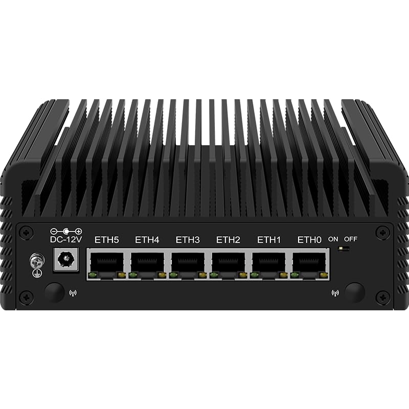 CWWK Fanless Mini PC Intel N Series-N100(4C/4T up to 3.4GHz) Low Power Processor, DDR5, 6x2.5GbE Intel I226V, 4K Display Outputs,M.2 NVMe, SATA3.0, 5 USB Ports, Firewall Router (N100-6L Barebone)