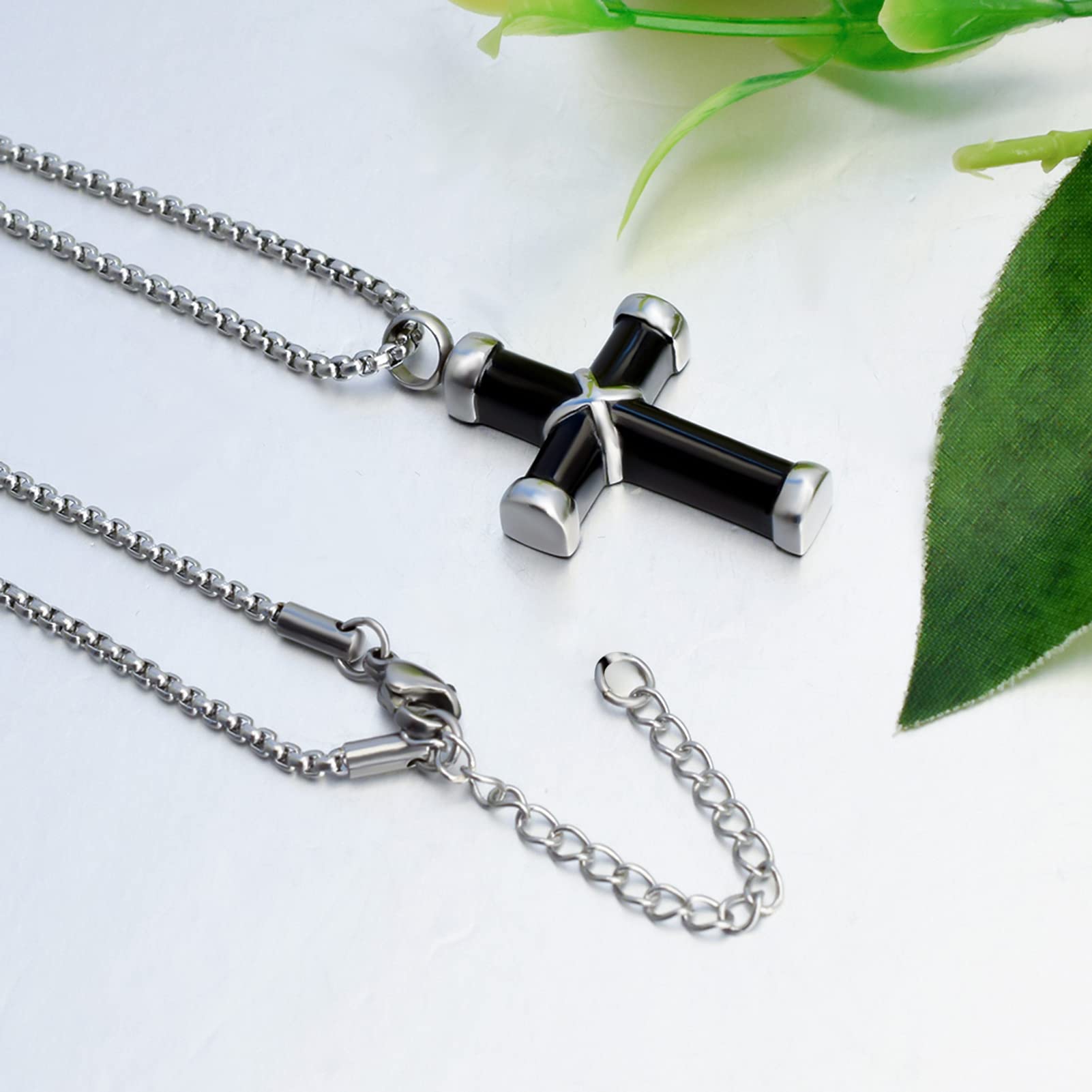 Dletay Cremation Jewelry for Ashes Urn Necklace Memorial Pendant Keepsake Jewelry(Black)
