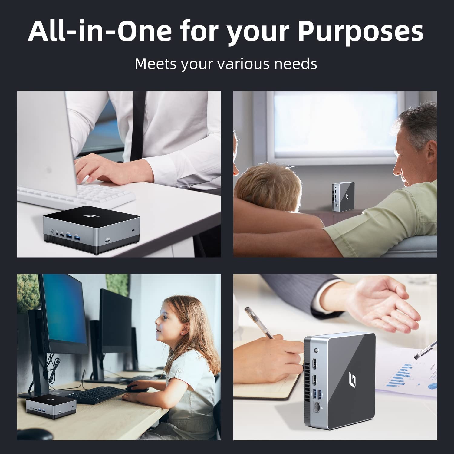 CyberGeek Nano J1 Mini PC Win 11 Pro, Intel N5095A Quad-Core(Beat N5105) Up to 2.9Ghz, 16GB RAM 3200MHz, 1TB PCIe SSD Mini Computer, Micro PC Support 4K Dual Display, WiFi, BT, RJ45, VESA, Office/Home
