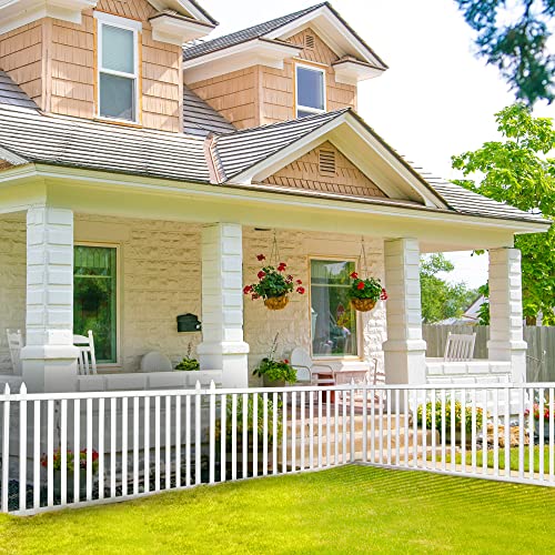 Elevens 30"H x 60"W Garden Fence Outdoor Fence Panel, Decorative Vinyl Picket Fence No Dig Fence,Fencing for Yard Patio (White-1 Panel)