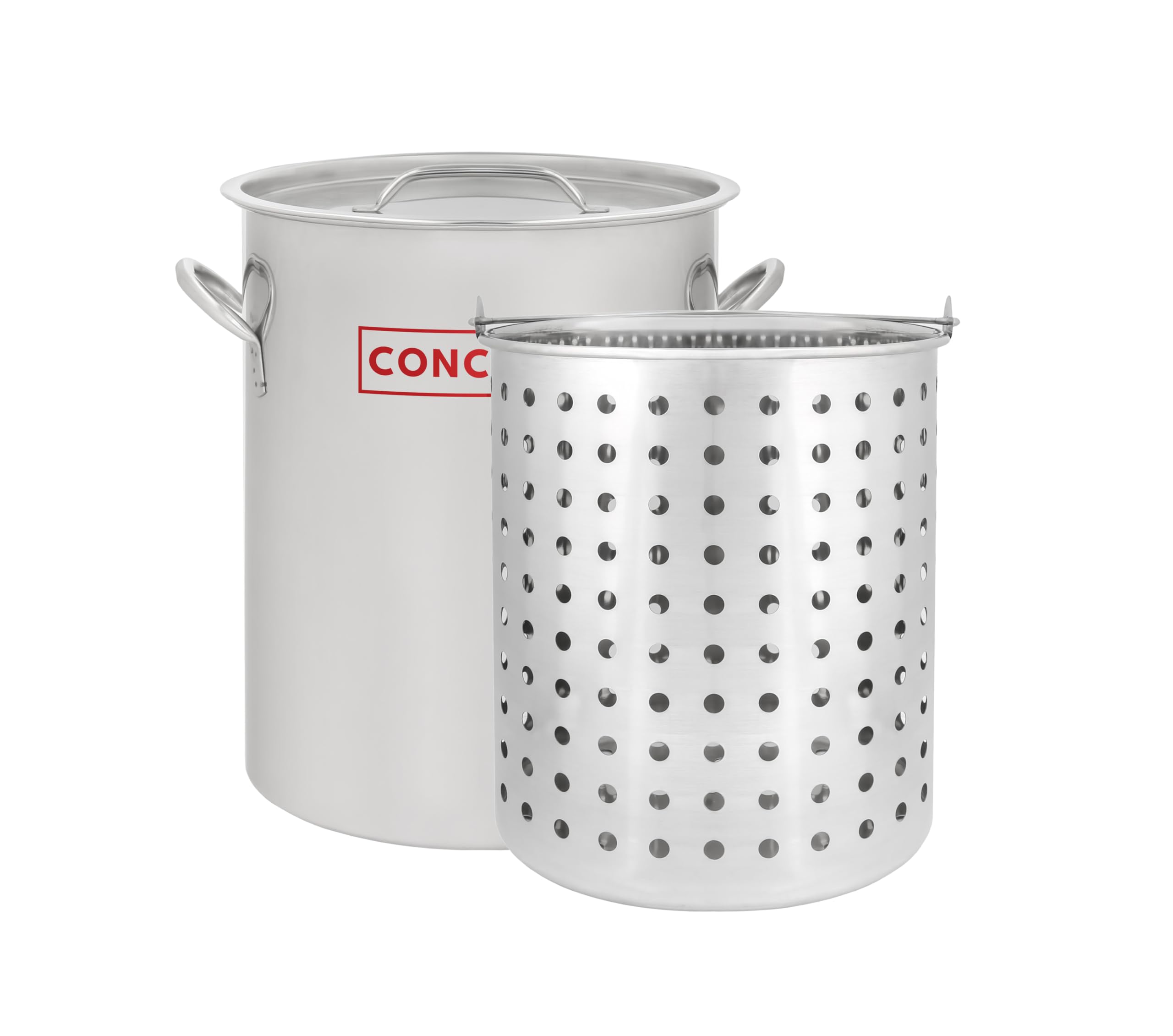 CONCORD 36 QT Stainless Steel Stock Pot w/Basket. Heavy Kettle. Cookware for Boiling (36)