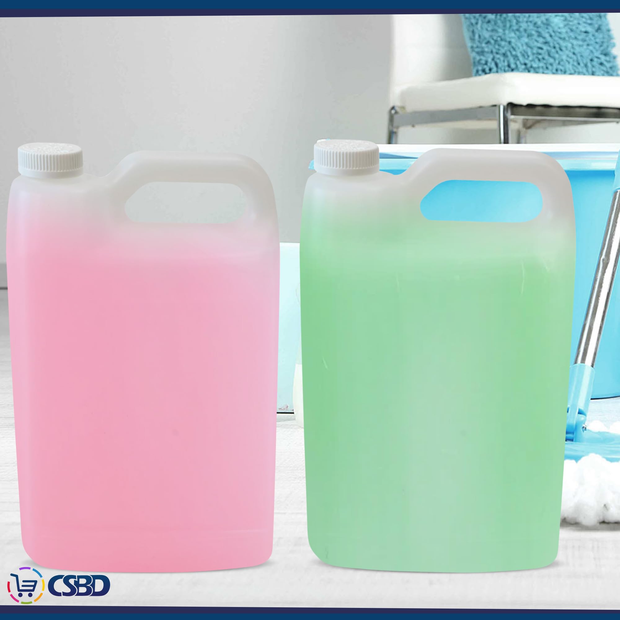 CSBD F-Style Plastic Jug with Child Resistant Lid, Storage Containers with Ergonomic Handle, HDPE Construction for Residential or Commercial Use 2-Pack (1 Gallon, Natural)