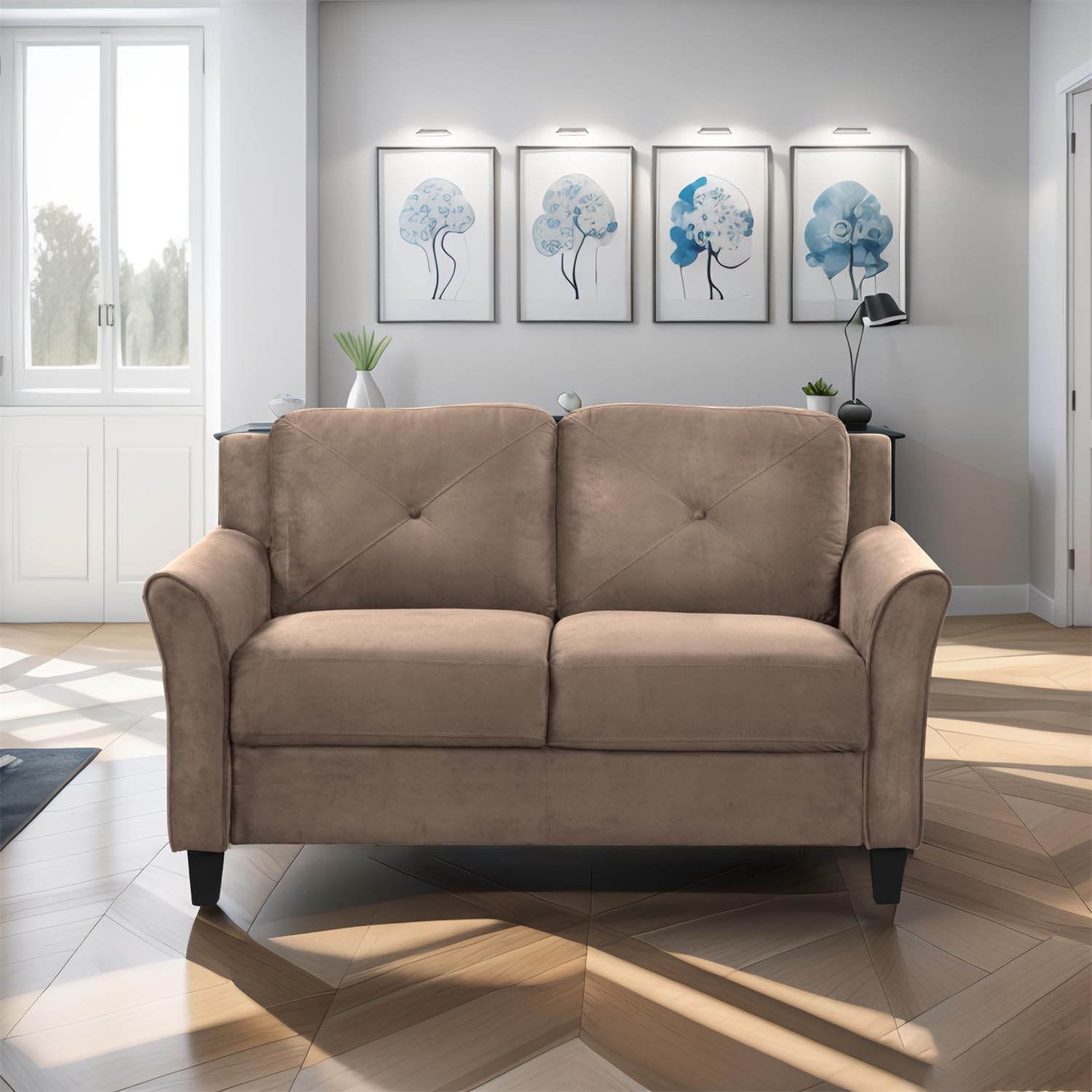 Harper & Bright Designs 3-Pieces Living Room Sofa Set with 3-Seat Couch, 2-Seat Loveseat, Single Sofa Chair, Modern Polyester Upholstered Sofa for Living Room, Office, Antique Black