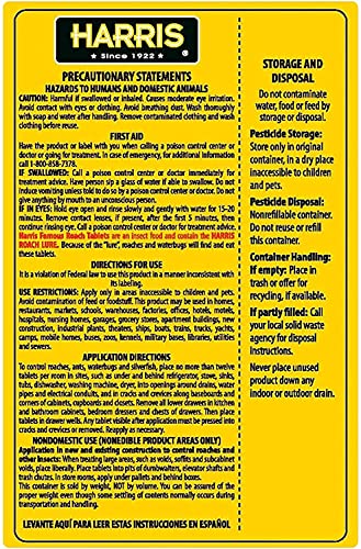 Harris Famous Roach & Silverfish Killer Tablets (6oz), Treats a Minimum of 12 Rooms, 145+ Tablets Included - 3 Packs Included