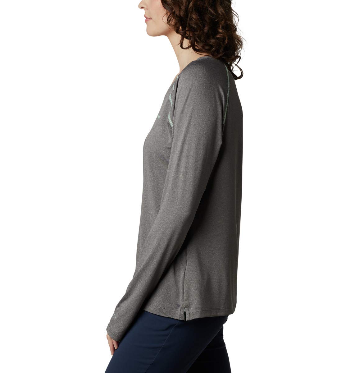 Columbia Women's Standard Tamiami Heather Knit Long Sleeve, City Grey/New Mint, X-Small