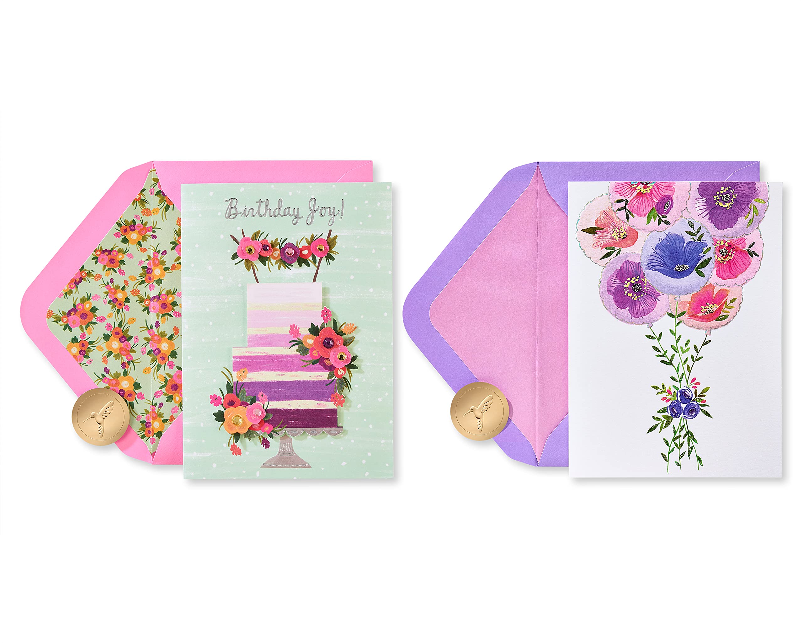 Papyrus Birthday Cards, Ombre Cake and Balloons (2-Count)