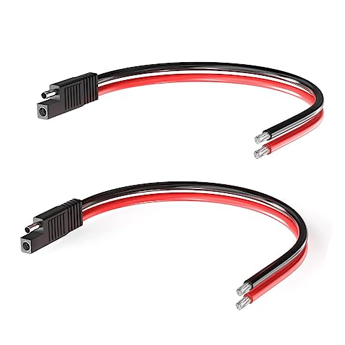 ELFCULB SAE Connector Cable,10AWG 1FT 2 Pin SAE Quick Connector Disconnect Plug for Solar Panel Car Motorcycle(2 Pack)