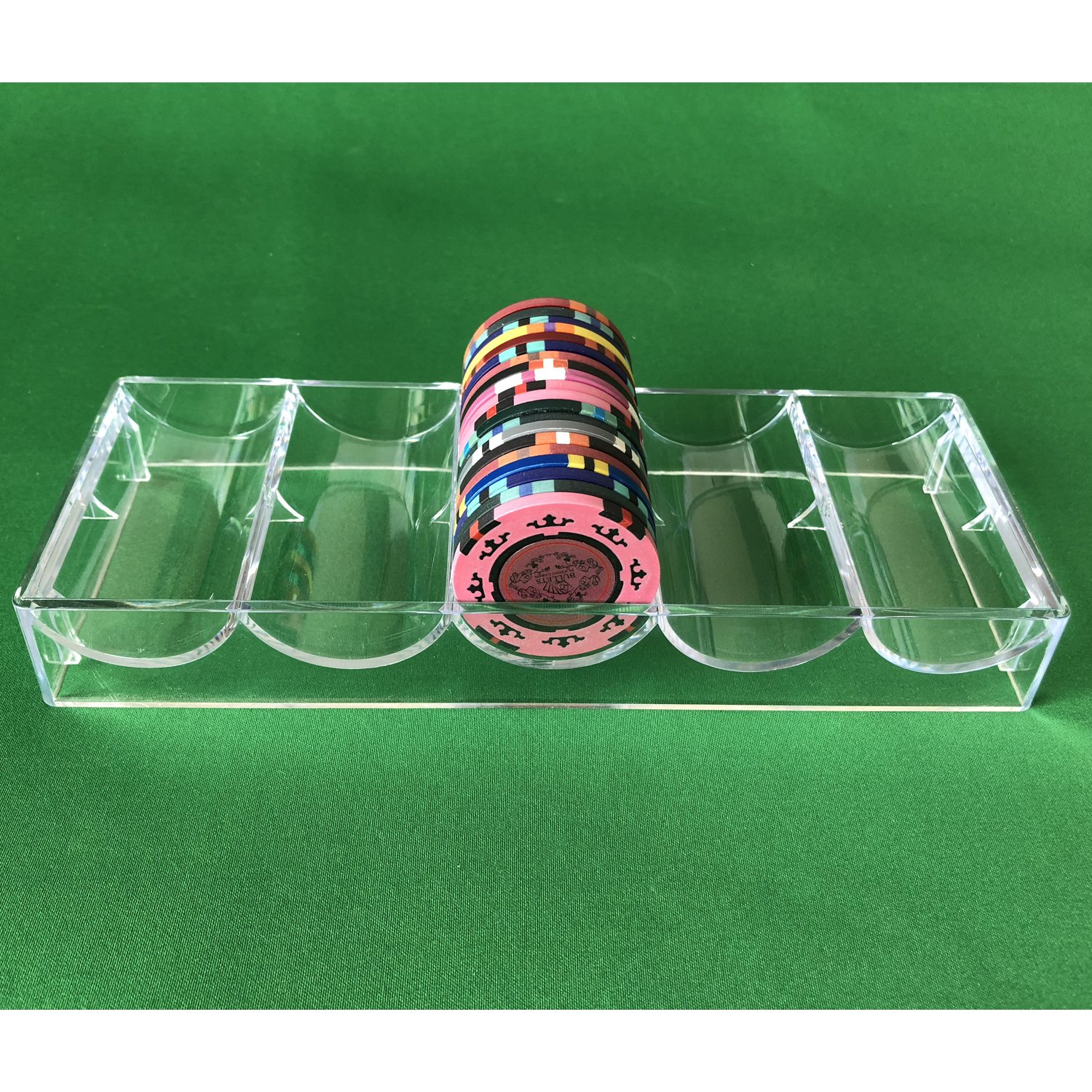 Yuanhe 600 Chip Clear Acrylic Poker Chip Locking Carrier-Includes 6 Chip Racks