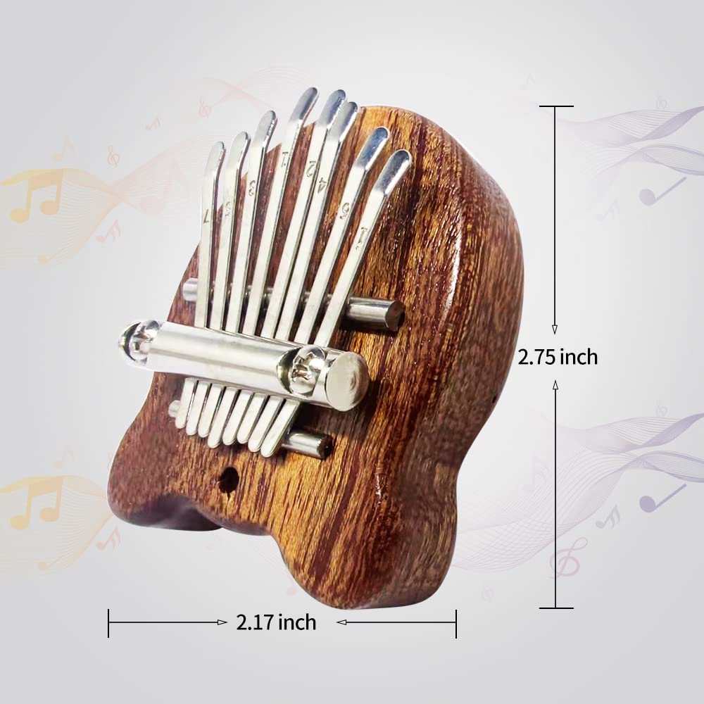Dnina Mini Kalimba 8 Keys Solid Wood Finger Portable Mini Kalimba, Musical Good Accessory Pendant Finger Piano Gift for Kids Adults Beginners. (Little Bear-A) (Y1110001)