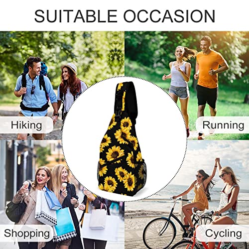 NAWFIVE Sunflower Sling Bag Crossbody Shoulder Backpack Autumn Floral Adjustable Lightweight Travel Hiking Casual Daypack