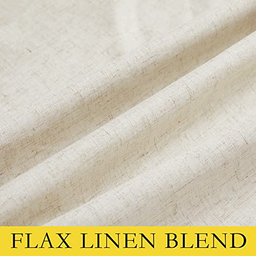 NICETOWN Natural Full Blackout Back Tab Linen Curtains 84 inch Long 2 Panels Set, Boho-Chic Thick Linen Blend Drapes, Insulated Small Window Covers Draperies with White Backing for Cafe (42" Wide)