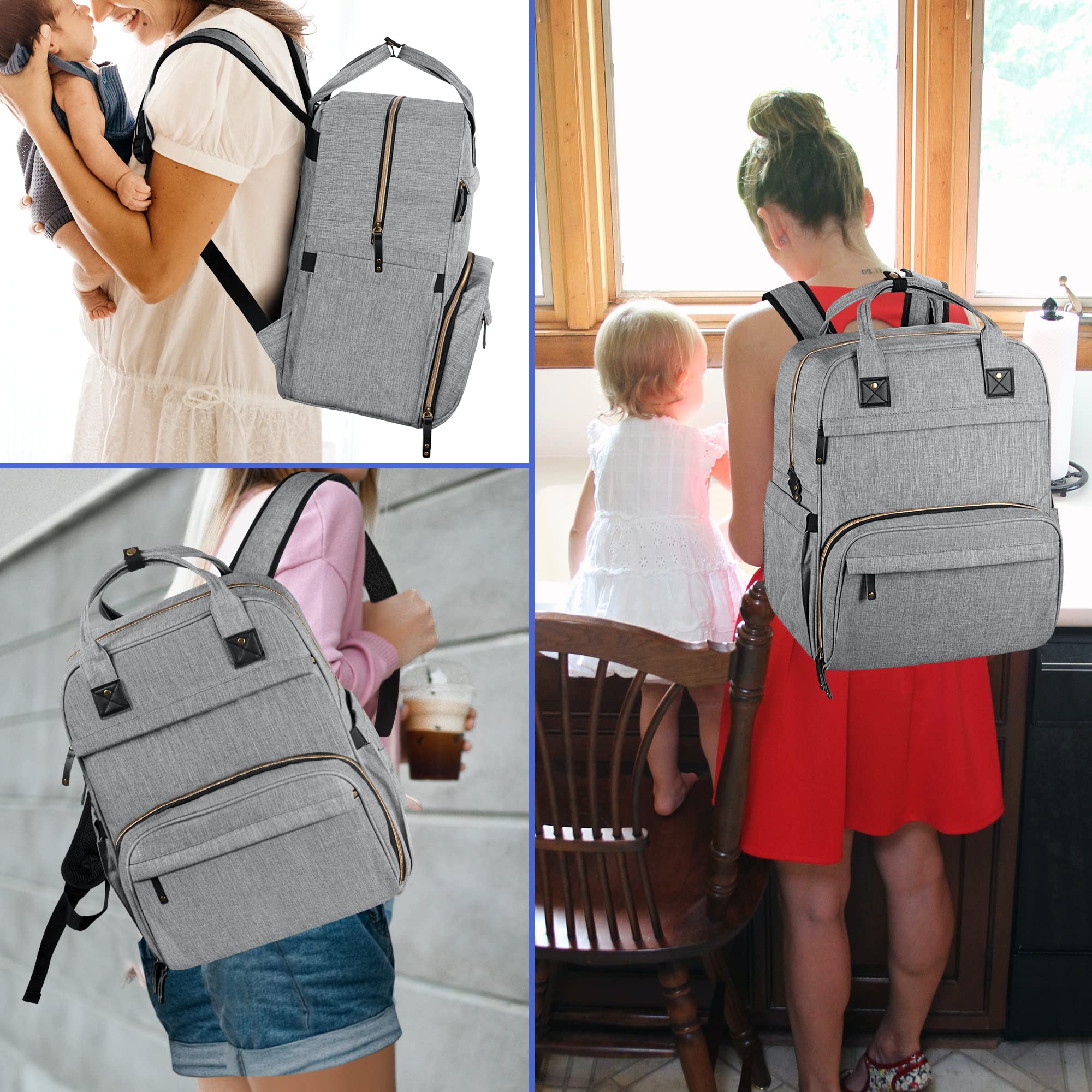 Fasrom Breast Pump Bag Backpack for Working Moms, Pumping Carrying Bag with Laptop Sleeve, Gray (Empty Bag Only)