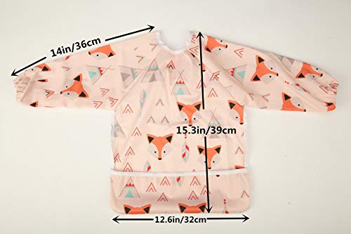 Sigzagor Baby Bib Sleeved Shirt with Pocket 1-3 Years Old Toddler Painting Drawing (Rocket)