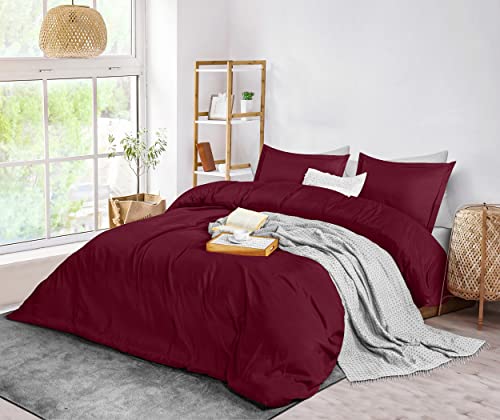 Utopia Bedding Duvet Cover King Size Set - 1 Duvet Cover with 2 Pillow Shams - 3 Pieces Comforter Cover with Zipper Closure - Ultra Soft Brushed Microfiber, 104 X 90 Inches (King, Burgundy)