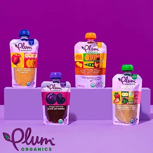 Plum Organics | Stage 2 | Organic Baby Food Meals [6+ Months] | Apple, Raspberry, Spinach & Greek Yogurt | 3.5 Ounce Pouch (Pack Of 6) Packaging May Vary