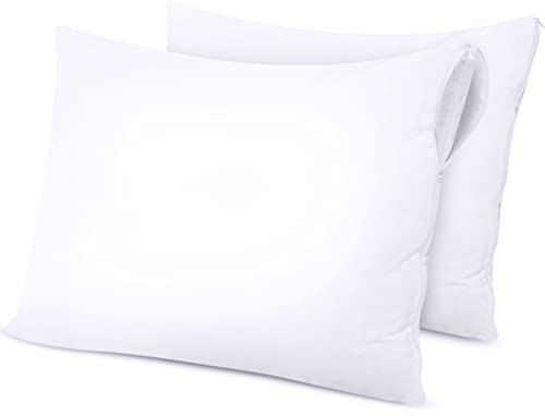 Utopia Bedding Waterproof Pillow Protector Zippered (2 Pack) Standard β Bed Bug Proof Pillow Encasement 20 x 26 Inches