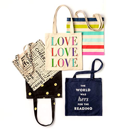 Kate Spade New York Cute Canvas Tote Bag for Women, Black Canvas Beach Bag, Book Tote with Pocket, Scatter Dot