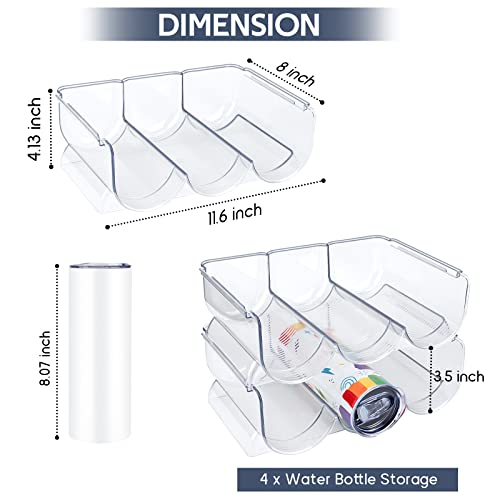 GELBEKUH 4 Pack Water Bottle Storage Stackable Water Bottle Organizer Water Bottle Rack, Soda pop, Sports Drinks, Wine, Bottle Holder for Kitchen, Cabinet, Countertop, Fridge (Clear)