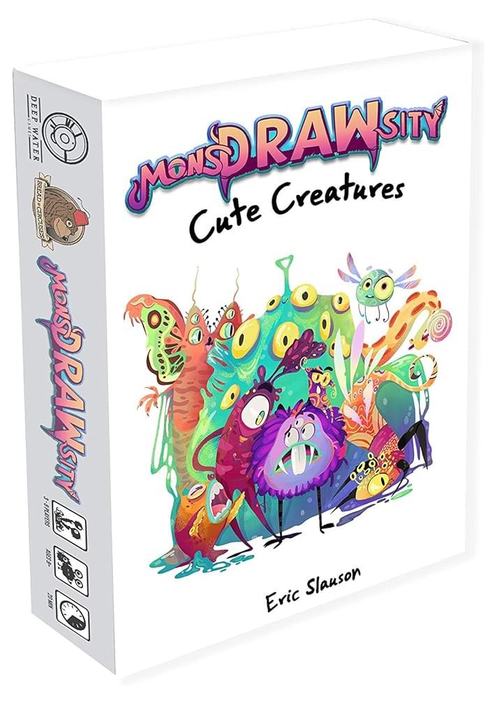 Deep Water Games MonsDRAWsity Cute Creatures 40-Card Expansion, Drawing Party Game on Verbal Description, Take Turns Describing & Drawing a Monster - Be The Player Whose Drawing Most Closely Matches