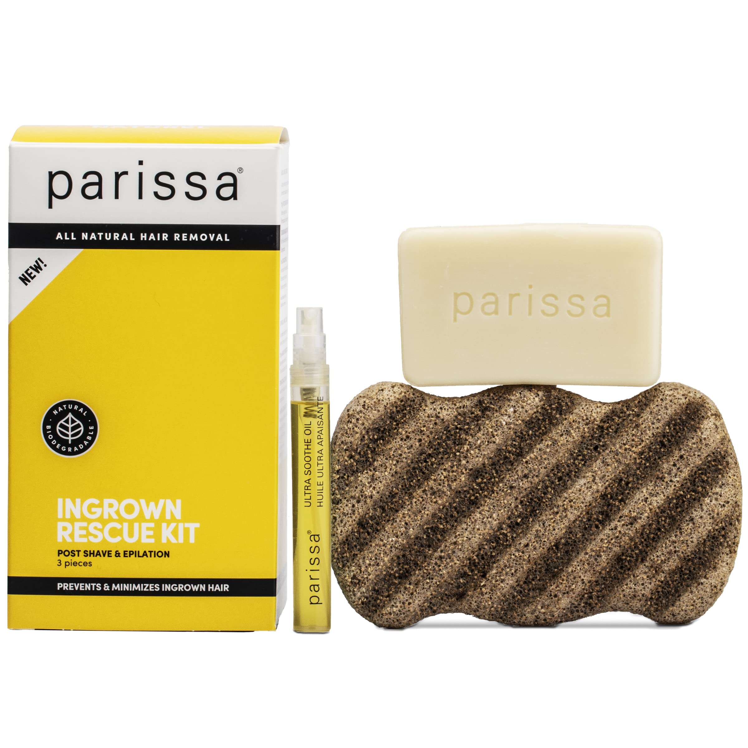 Parissa Ingrown Rescue Kit, Post-Hair Removal Treatment for Ingrown Hair & Razor Bumps, 3 Step Kit to Cleanse, Exfoliate, and Moisturize