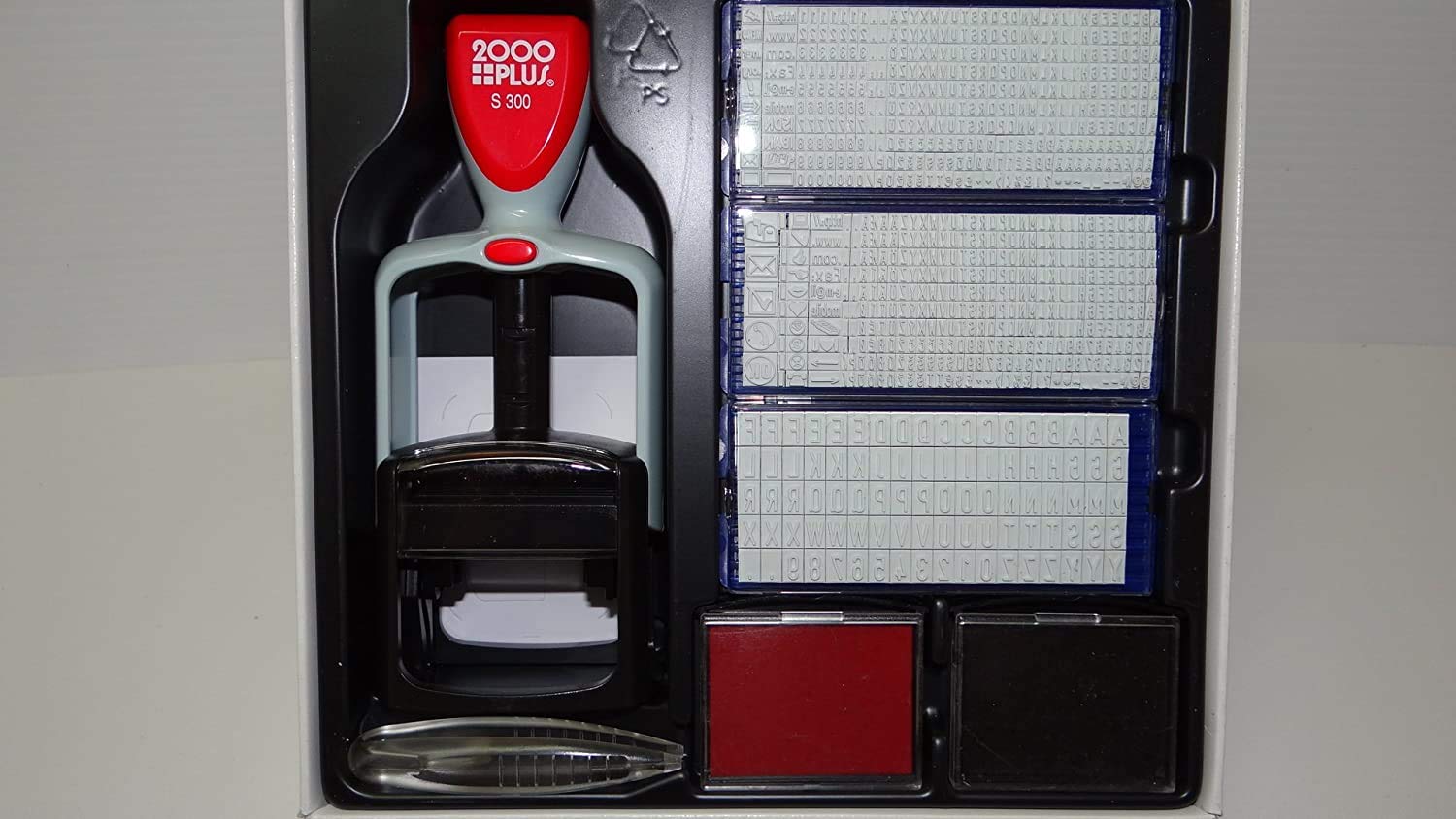 Cosco 2000 Plus® Custom Stamp Print Kit, 7-Lines, 1-3/4" x 1-1/4" Impression Area, Two-Color, Black and Red (026286)