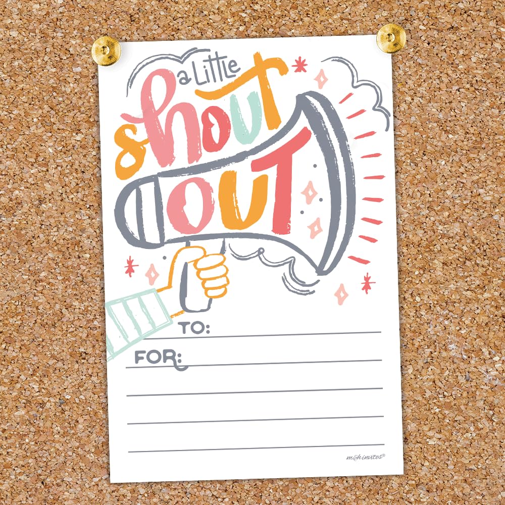 Fun Shout Out Cards For Employees, Office Staff, Teachers and Students - Appreciation and Recognition Reward Cards For School or Work Bulletin Board (50 Count)