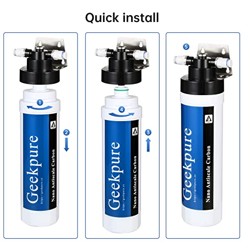 Geekpure Under Sink Water Filtration System- Scale Inhibition- Antiscale Carbon Filter