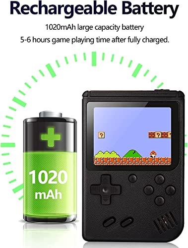 Retro Handheld Game Console with 500 Classic FC Games, Portable Retro Video Game Console, 3-inch LCD Screen and Add-on Controller, Handheld Game Console Supports Connection to TV and Two Players